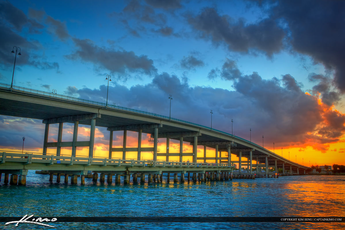 Sunset Colors Blue Heron Bridge | Royal Stock Photo