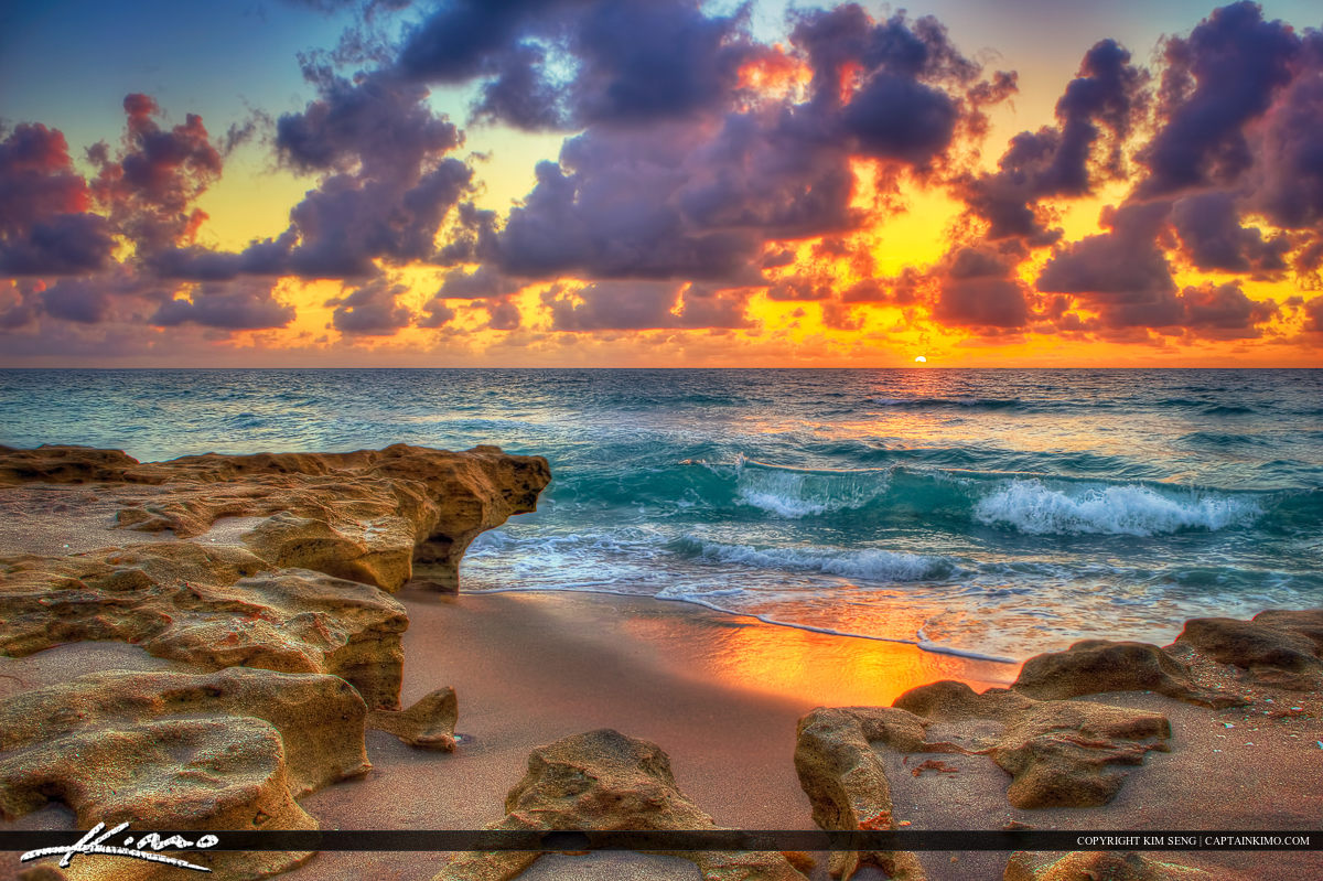 Beach Sunrise Colors at Jupiter Florida | Royal Stock Photo