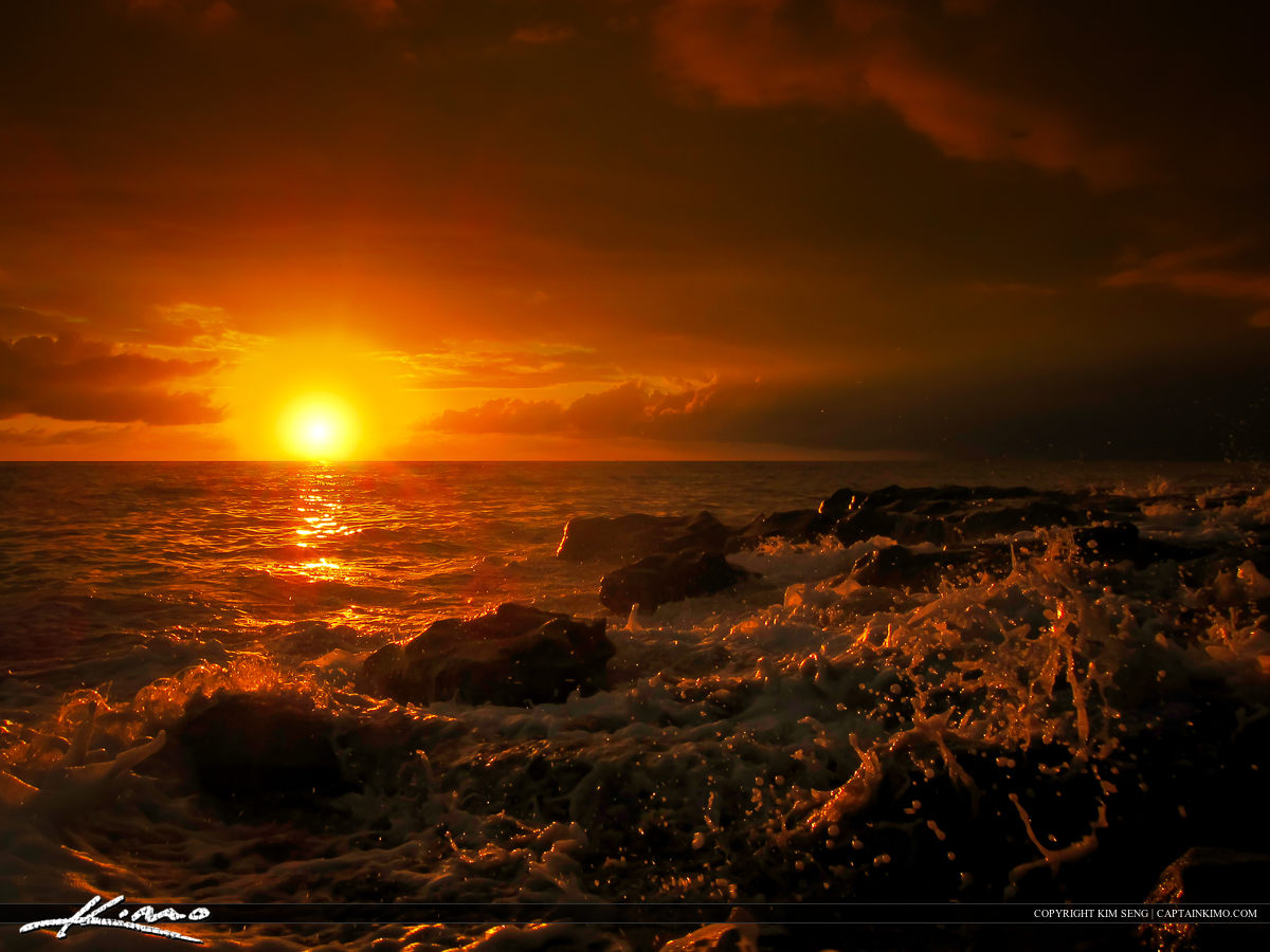 Carlin Park Raging Wave at Sunrise Jupiter Florida | Royal Stock Photo