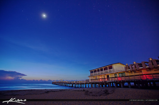 Lake Worth Pier Under Full Moon Light | Royal Stock Photo