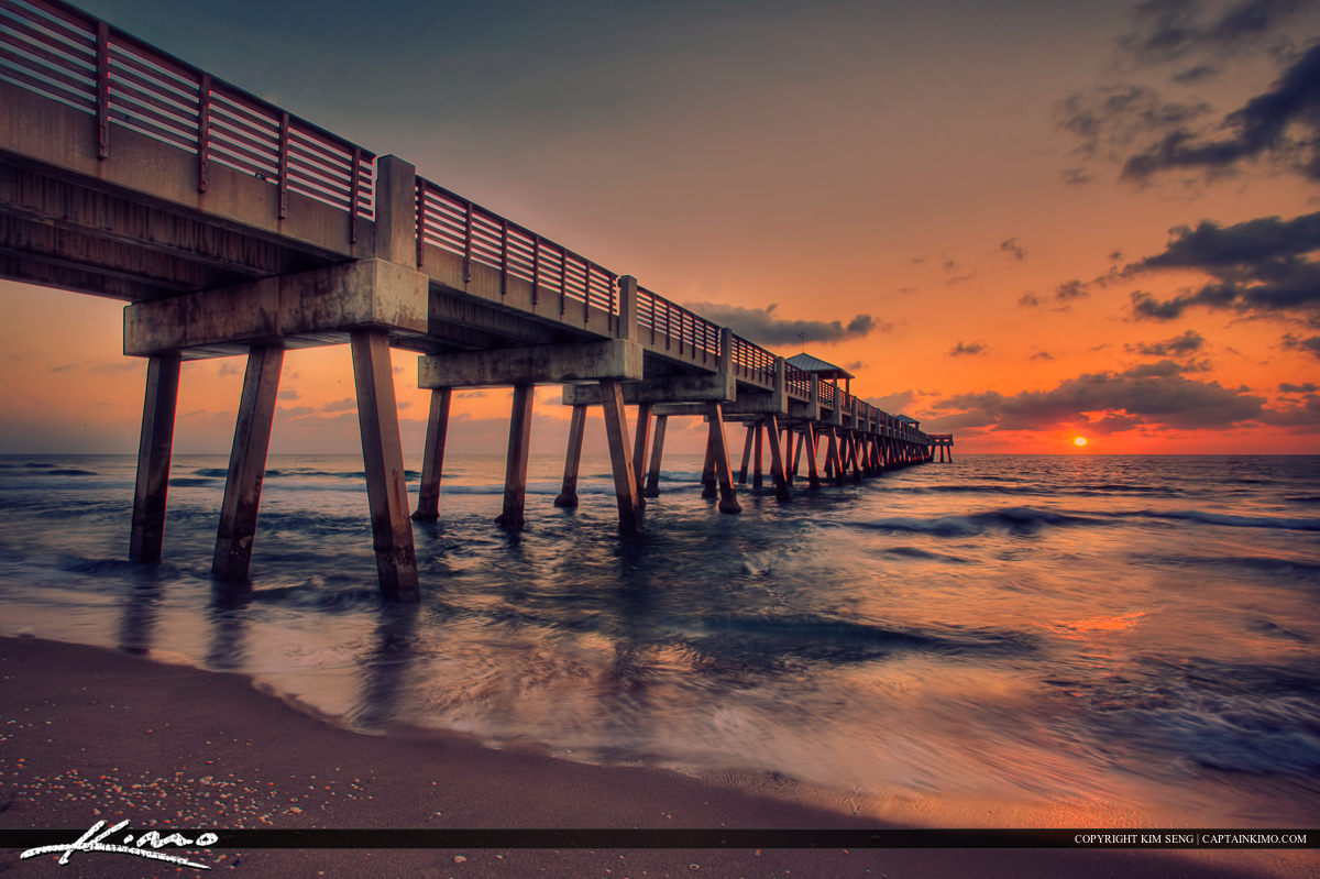 Juno Pier Sunrise at Beach Dull Morning | Royal Stock Photo