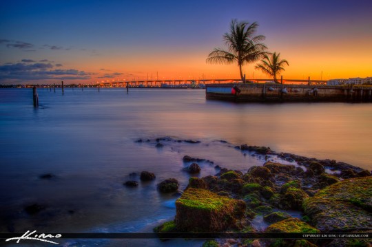 Roosevelt Bridge Jensen Beach Florida Sunset - Royal Stock Photo