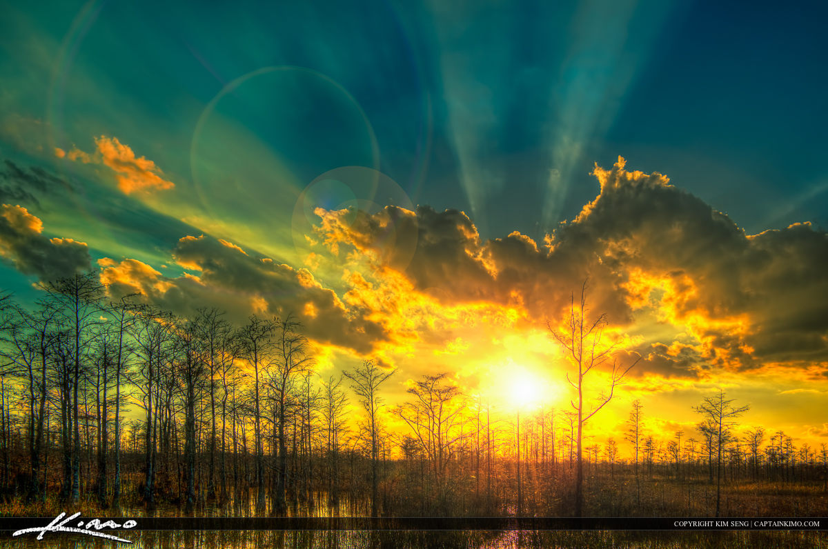 Intense Sunset at Loxahatchee Slough | Royal Stock Photo