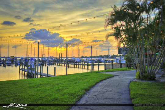 Sunset at The Deck Restaurant Stuart Florida | Royal Stock Photo
