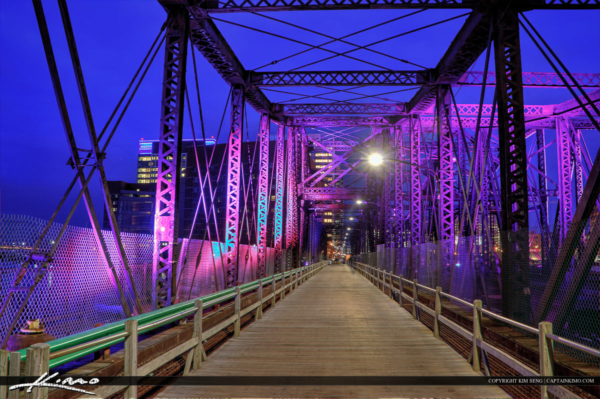 The metal bridge at Boston Massachusetts Harbor walk | Royal Stock Photo