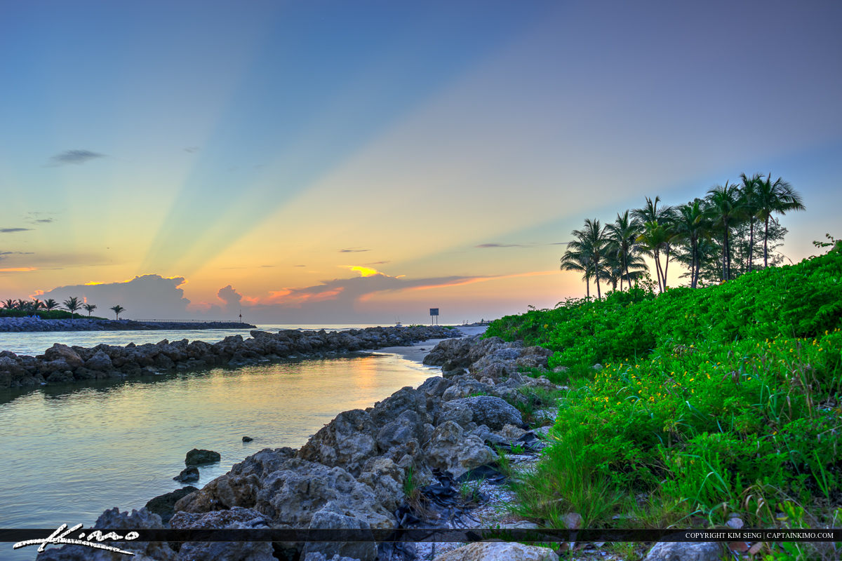 Jupiter Inlet sunrise at the jetty from Dubois Park | Royal Stock Photo