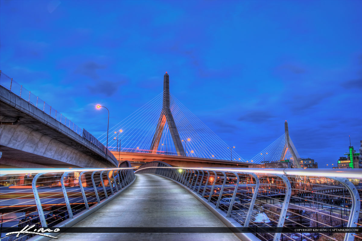 Boston Massachusetts walkway after sunset | Royal Stock Photo