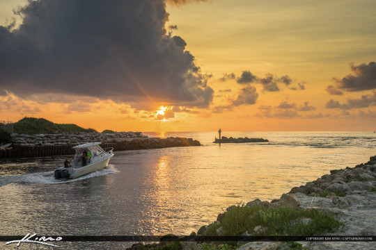 Boca Inlet and Boat Boca Raton Beach Florida | Royal Stock Photo