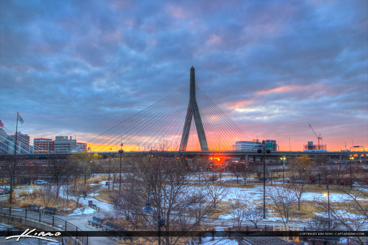 Boston City Downtown Sunset Bunker Hill | Royal Stock Photo
