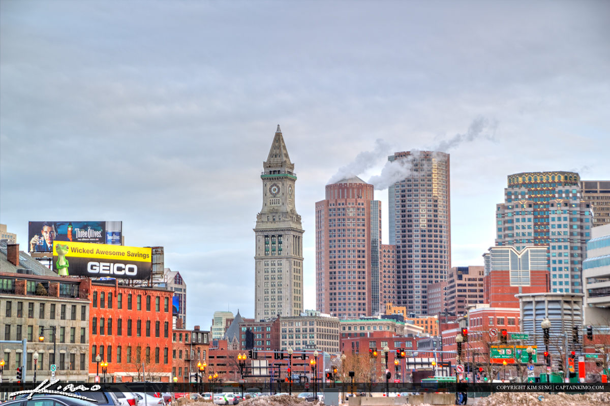 Boston City Downtown Winter City Building Church | Royal Stock Photo
