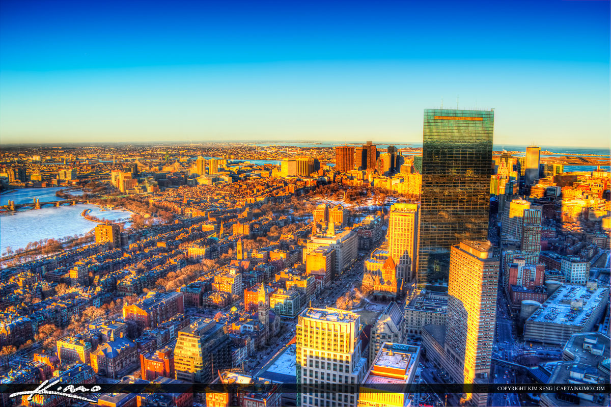Boston City Downtown Magic Colors Ariel Photo | Royal Stock Photo