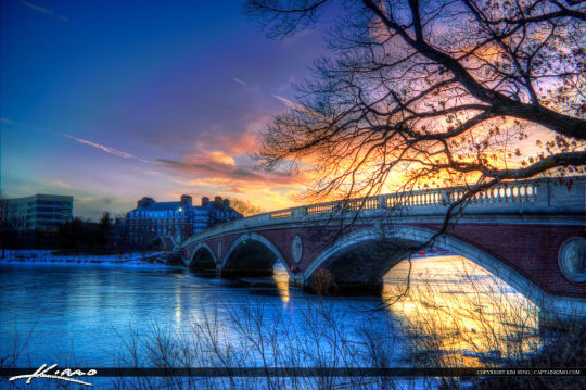 Harvard Square Cambridge Massachusetts Winter John W. Weeks Brid ...