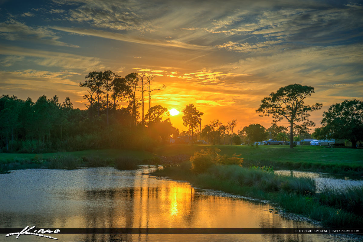 Stuart Florida Sunset at Park Over Lake in Martin County | Royal Stock ...