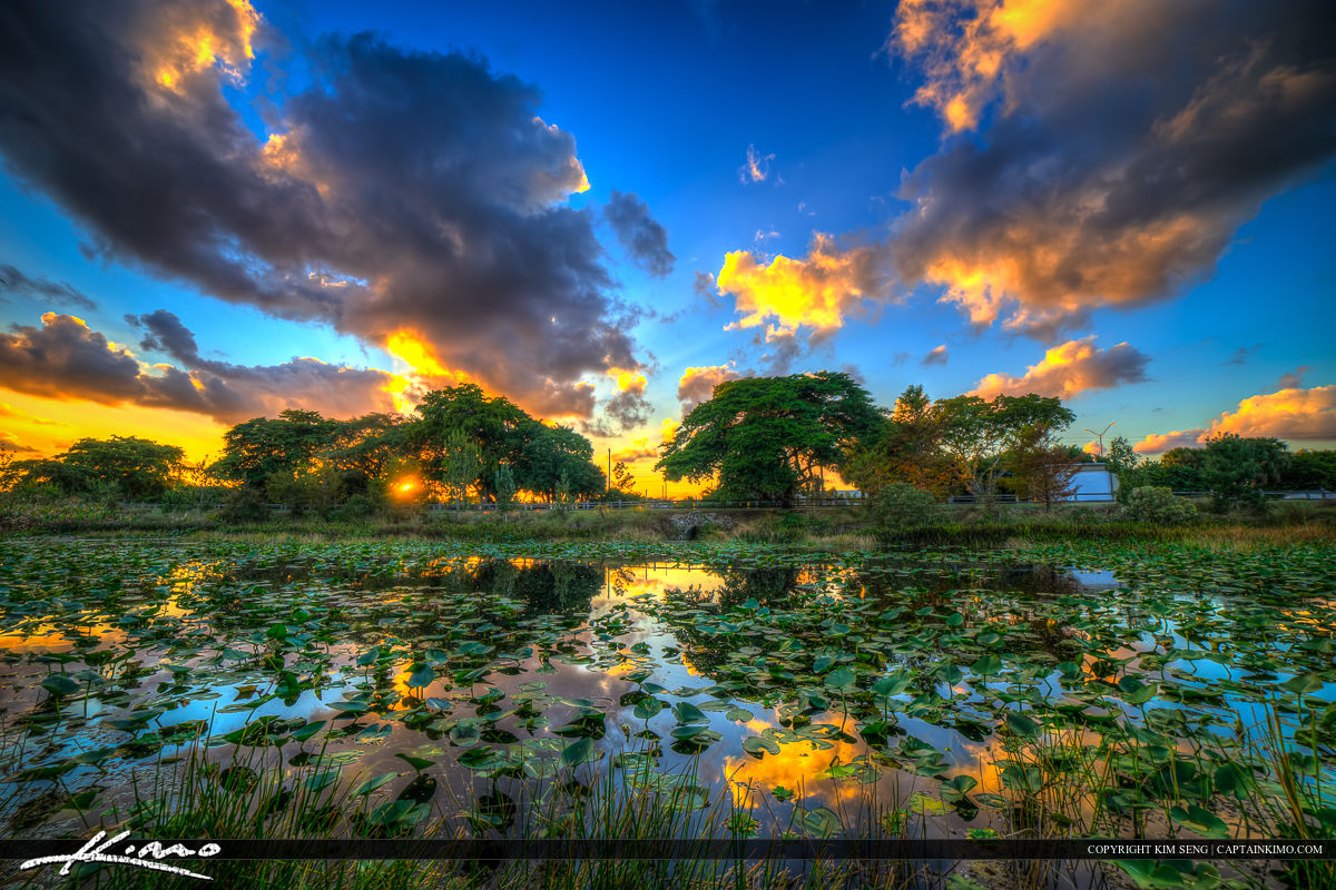 Delray Beach Sunset Lake Ida Park | Royal Stock Photo