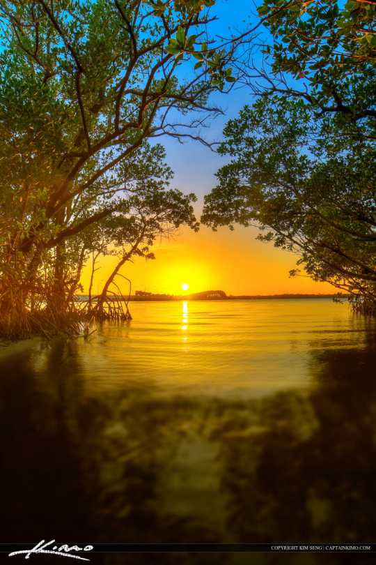 Jensen Beach Florida Sunset Martin County Bridge | Royal Stock Photo