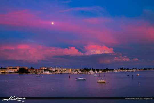 Moon Rise Riviera Beach Singer Island Florida | Royal Stock Photo