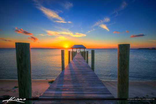 Stuart Florida Sunset Pier Okeechobee Waterway | Royal Stock Photo