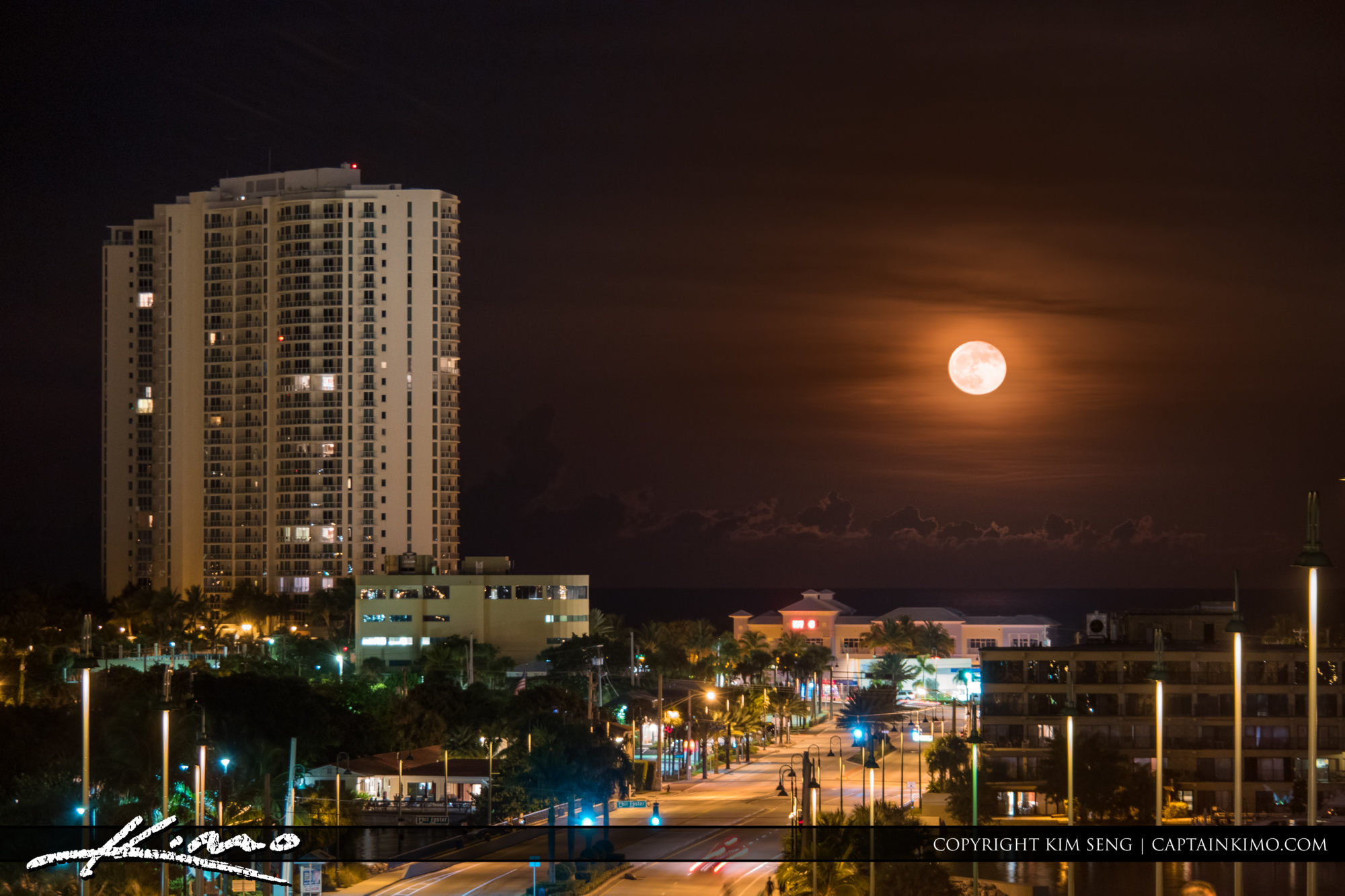 Moon Rise Over Singer Island from Phil Foster Park | Royal Stock Photo