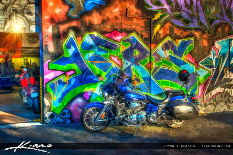 Motorcycle with Graffiti Art West Palm Beach | Royal Stock Photo
