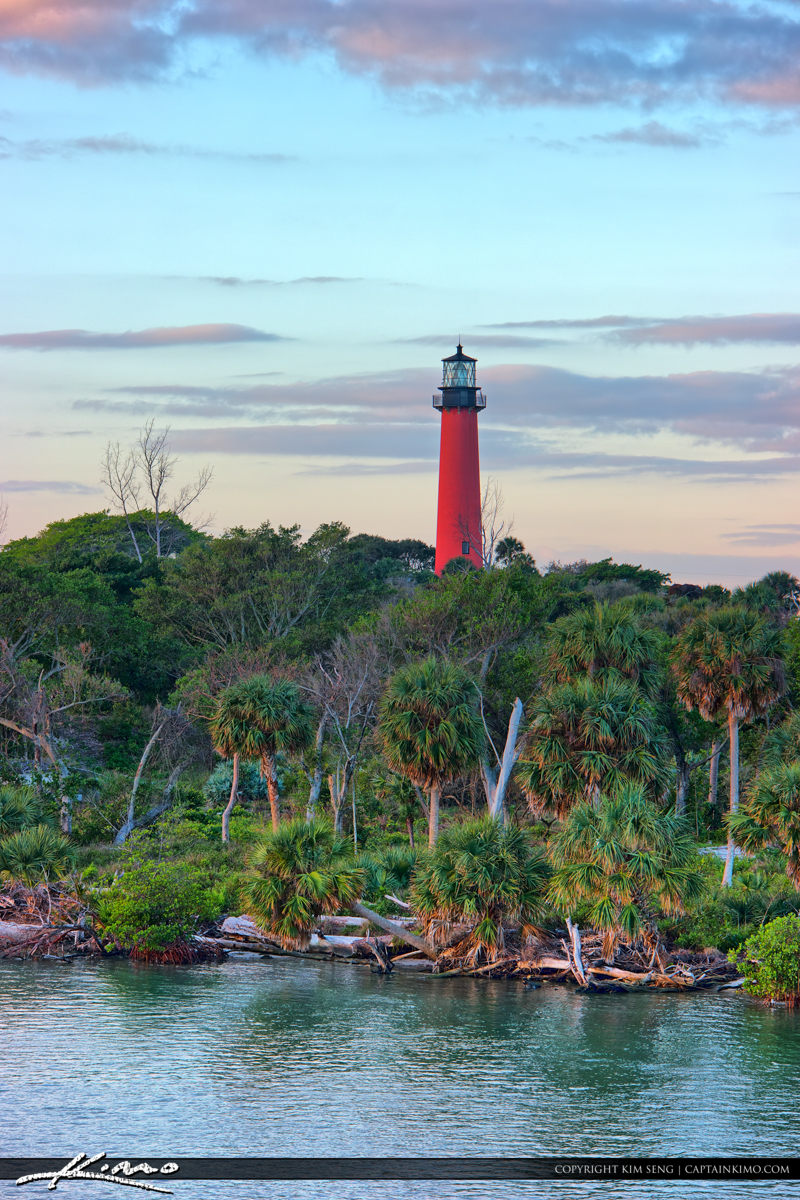 Jupiter Lighthouse from Catos Bridge - Royal Stock Photo