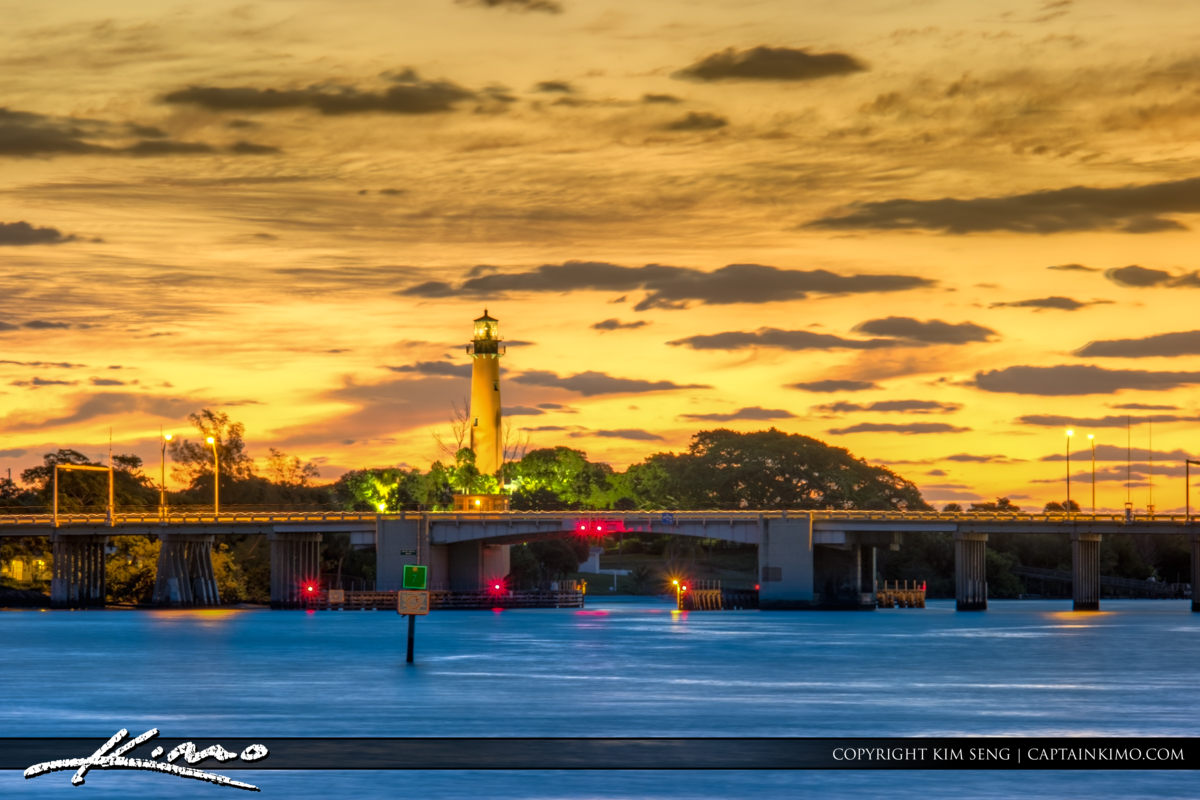 Jupiter Lighthouse Yellow Light | Royal Stock Photo
