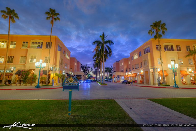 Mizner Park Downtown Night Life Boca Raton Florida | Royal Stock Photo