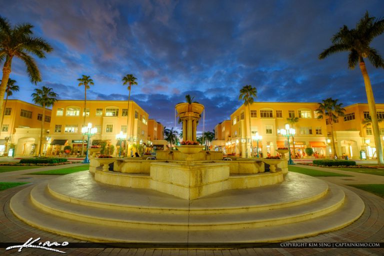Mizner Park Downtown Night Life Boca Raton Florida | Royal Stock Photo