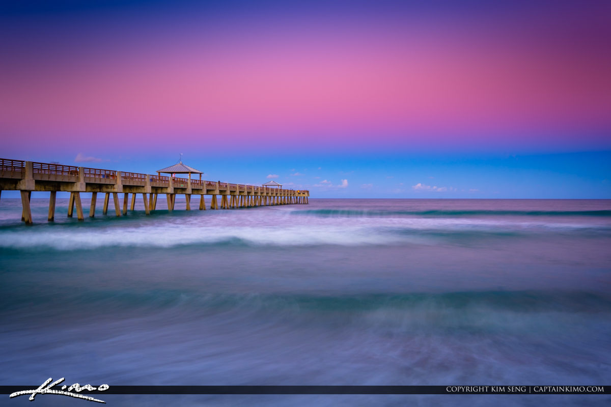 Juno Beach Pier Colors at Sunset East Horizon | Royal Stock Photo