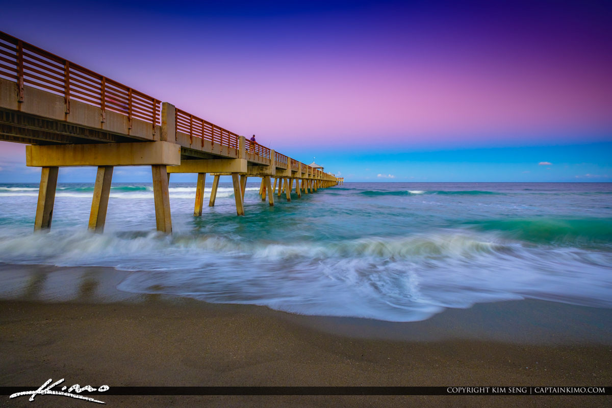 Juno Beach Pier Colors at Sunset East Horizon | Royal Stock Photo