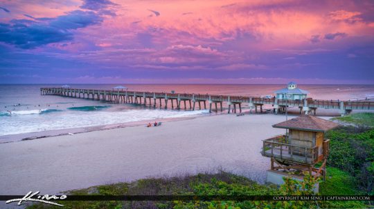 Juno Beach Pier After Sunset - Royal Stock Photo