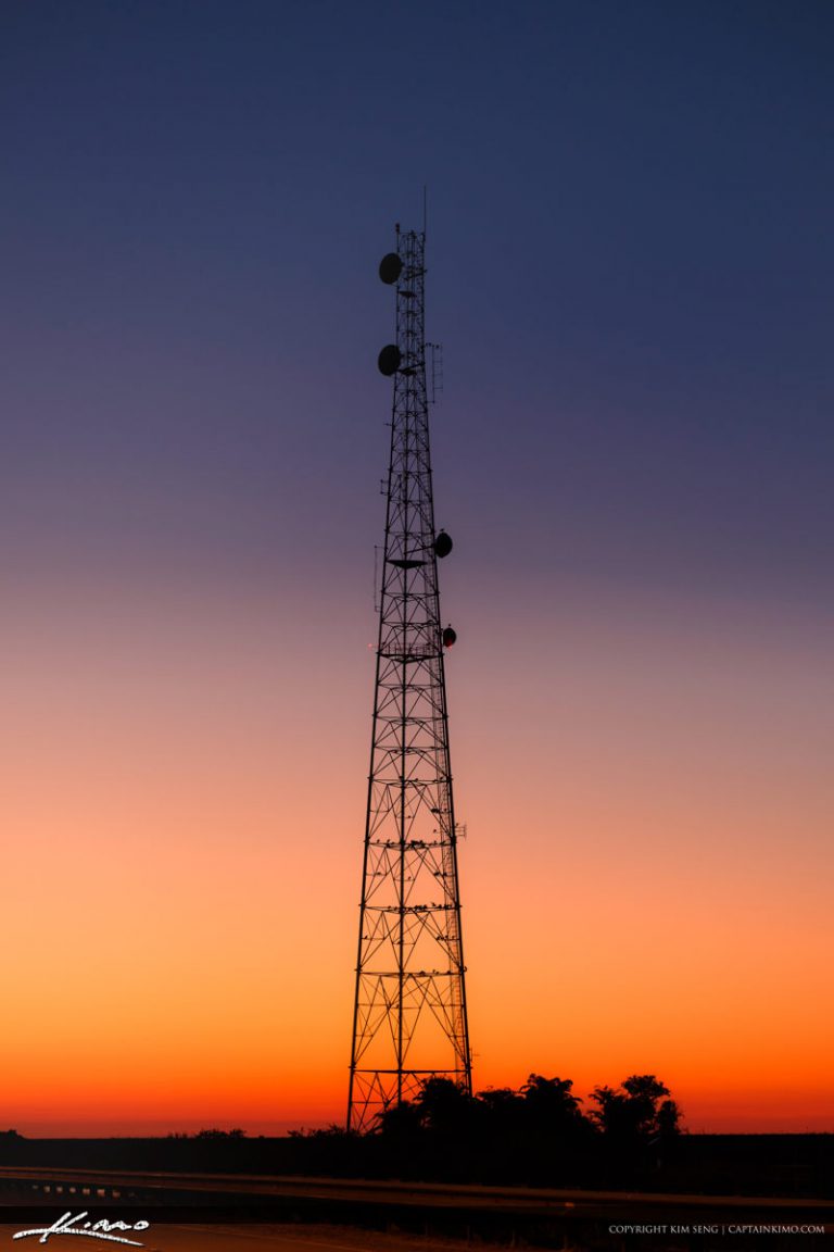 Satelite Cell Tower Florida Sunset | Royal Stock Photo