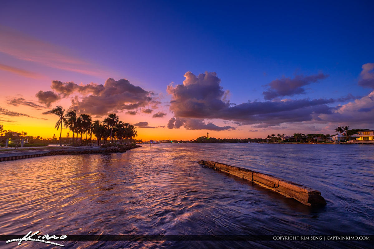 Jupiter Inlet Dubois Park Sunset Lighthouse View | Royal Stock Photo