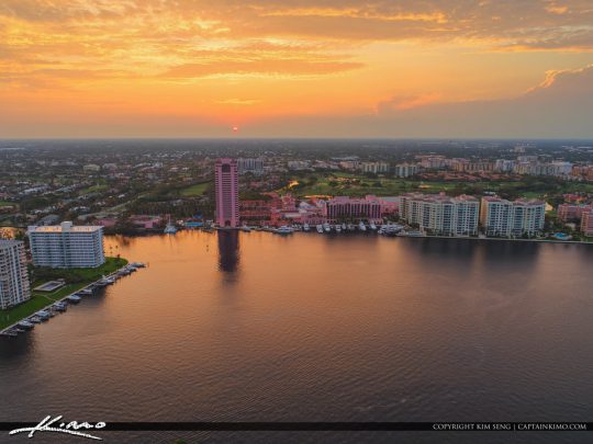 Lake Boca Raton Aerial Sunset Boca Resort and Spa Golf Course | Royal ...