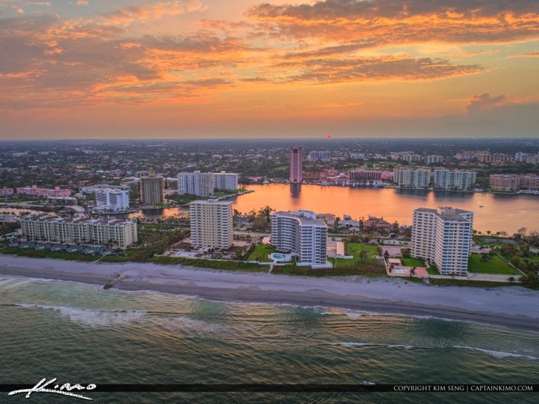 Lake Boca Raton Aerial Sunset Boca Raton City | Royal Stock Photo