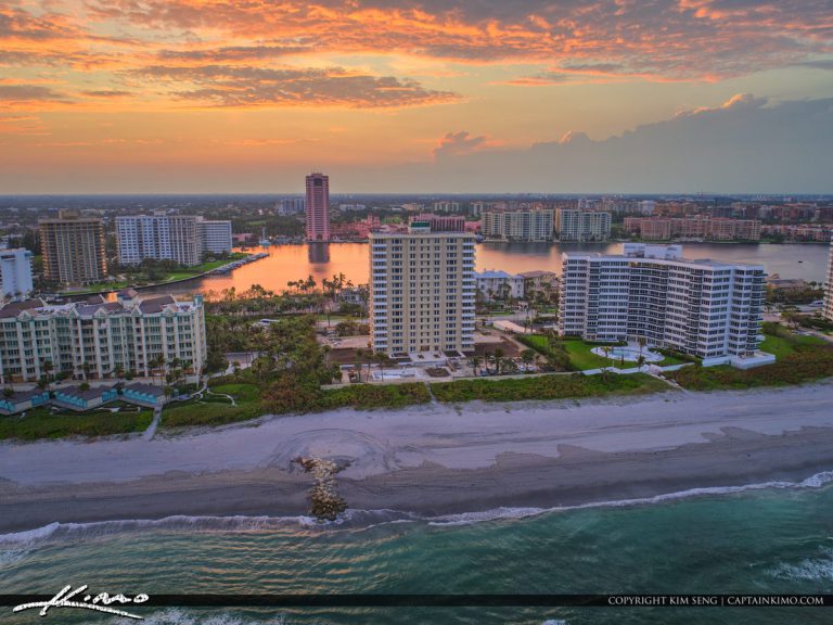 Lake Boca Raton Aerial Sunset from Atlantic Ocean Boca Resort | Royal ...