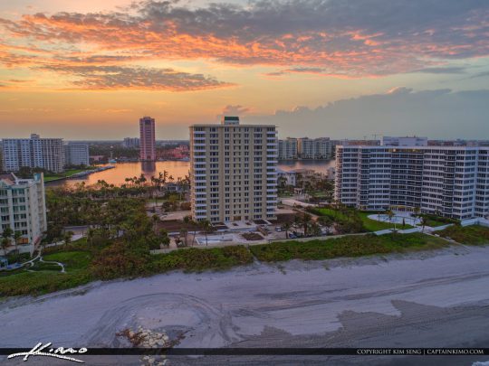 Lake Boca Raton Aerial Sunset Pink Building View Oceanfront Prop ...