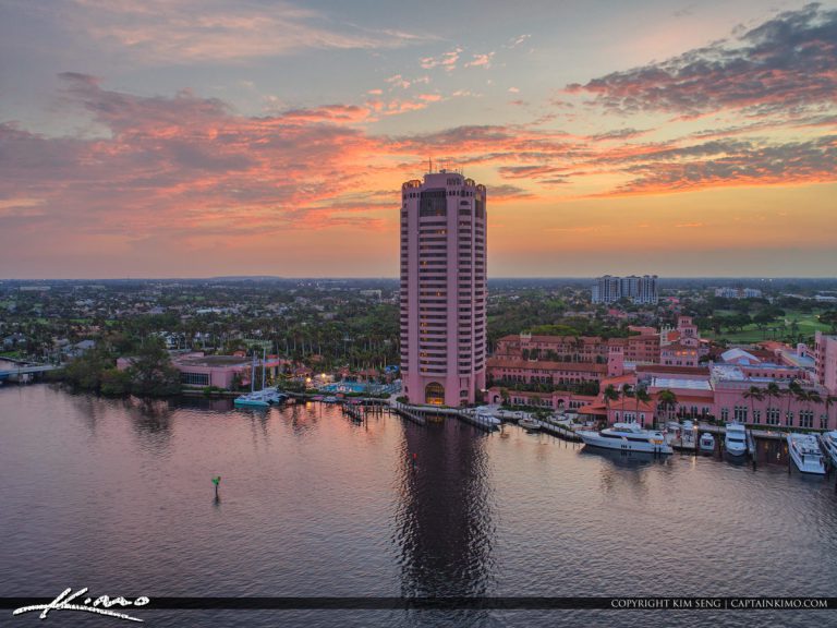 Lake Boca Raton Aerial Sunset Boca Raton Resort | Royal Stock Photo