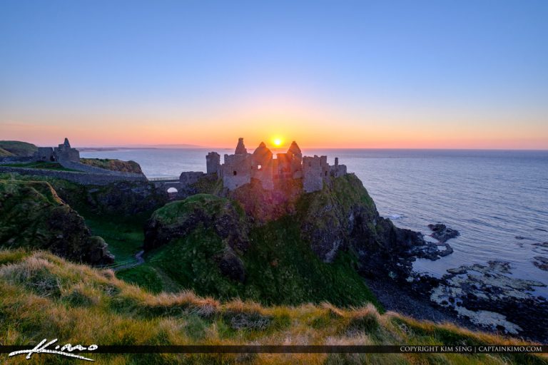 Dunluce Castle Northern Ireland Sunset Over Castle Ruins - Royal Stock ...