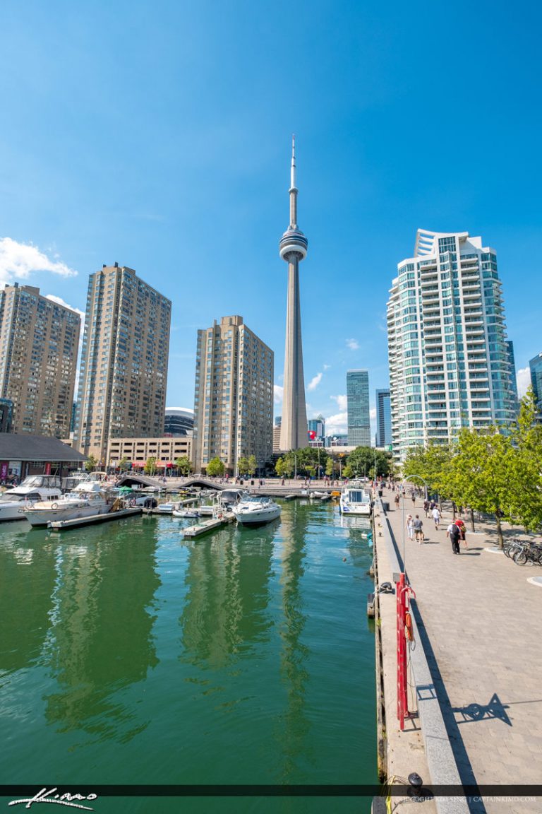 Waterfront Toronto Ontario Canada CN Tower at Marina | Royal Stock Photo