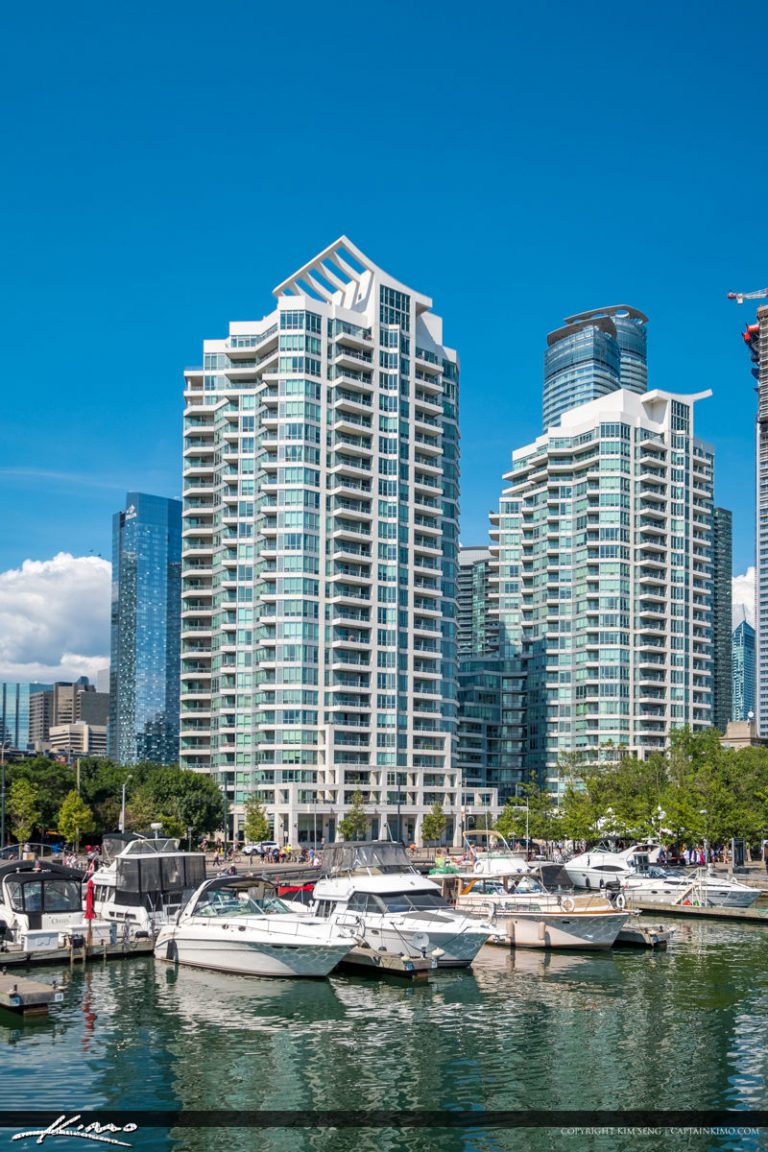 Waterfront Toronto Ontario Canada Buildings and Boat - Royal Stock Photo