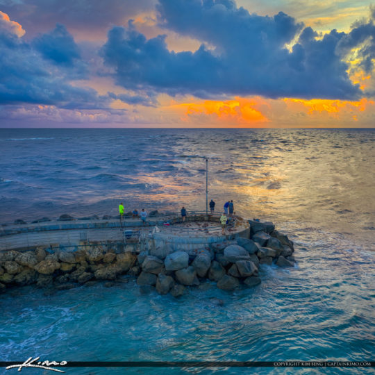 Jupiter Inlet Sunrise Cloudy Morning Colors Aerial Drone Photogr ...