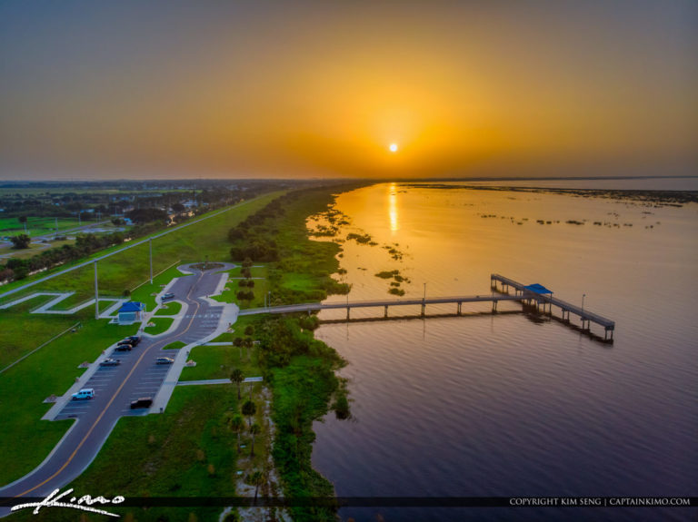 Okeechobee City Lake Okeechobee Park Sunrise - Royal Stock Photo