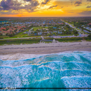 Juno Beach Sunset Dog Beach Blue Water Aerial | Royal Stock Photo