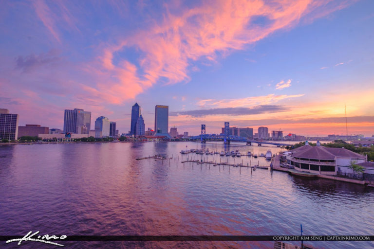 Jacksonville Skyline View from Acosta Bridge Florida | Royal Stock Photo
