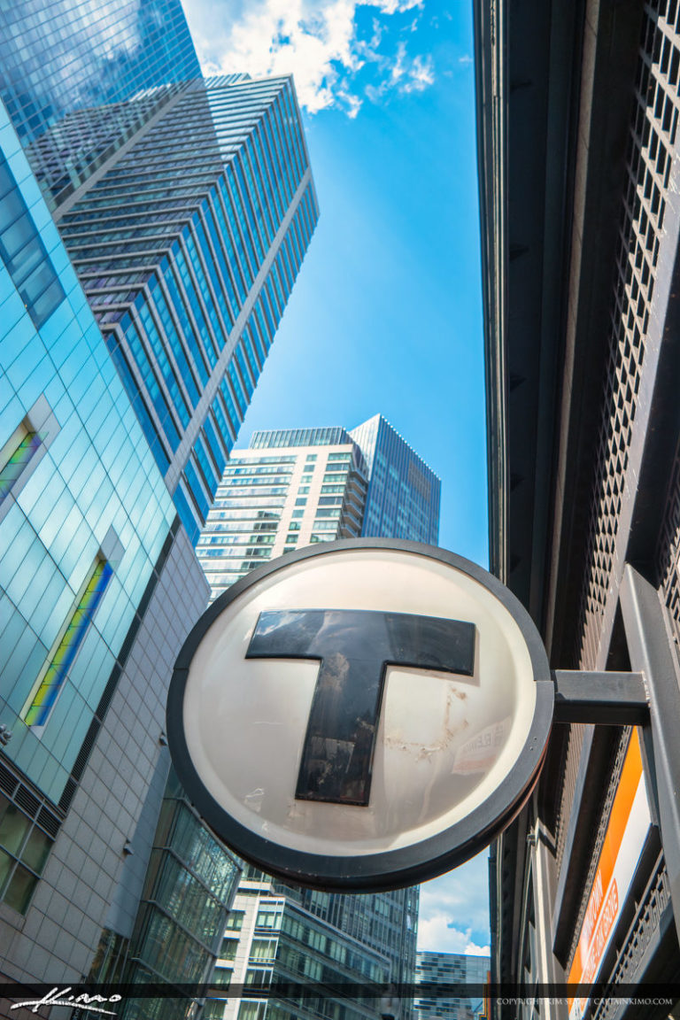 The T Subway Sign Downtown Boston Massachusetts | Royal Stock Photo