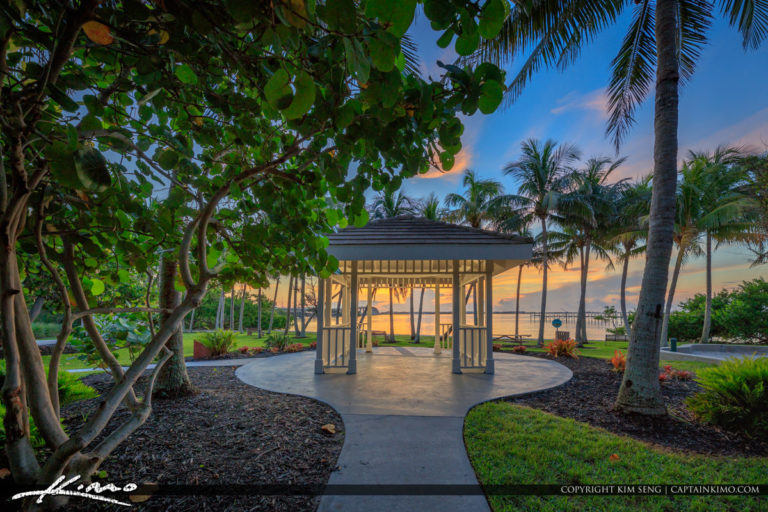 Sewalls Point Park Sunrise Coconut Trees Florida - Royal Stock Photo