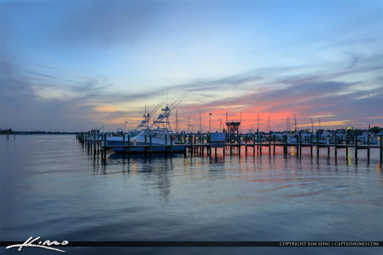 Stuart Florida Marina Sunset with Boats | Royal Stock Photo