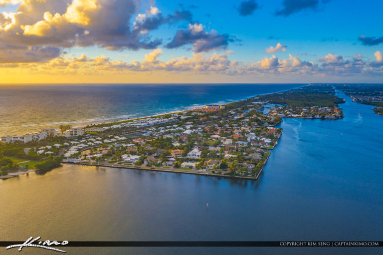 Boynton Beach Florida Inlet Aerial Waterway Sunrise | Royal Stock Photo Boynton Beach Florida Inlet Aerial Waterway Sunrise | Royal Stock Photo