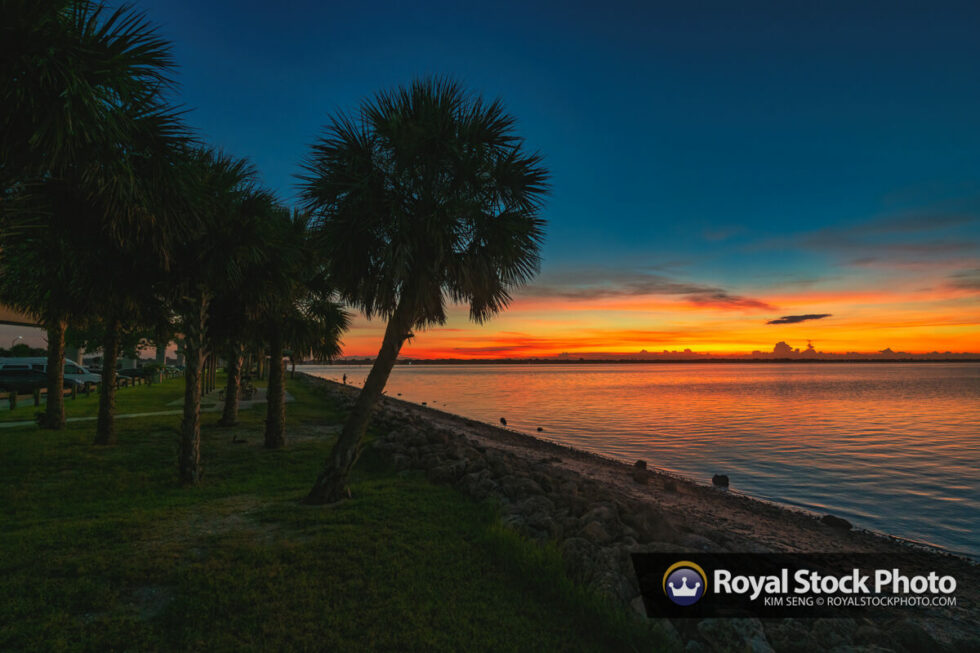 St Lucie River Sunset Stuart Causeway Park Martin County | Royal Stock ...