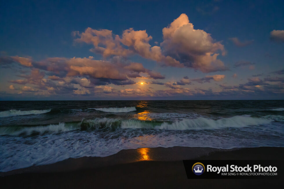Atlantic Ocecan Moon Rise at Beach | Royal Stock Photo